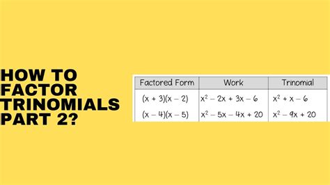 How To Factor Trinomials Part 2 YouTube