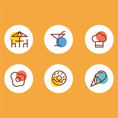 Иконки для Кафе Иконки Вывески магазинов Векторные иллюстрации