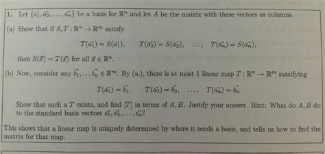 solved let {a 1 a 2 a n} be a basis for r n and let a