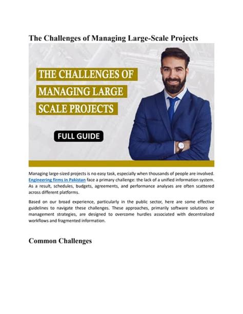 The Challenges Of Managing Large Scale Project Pdf