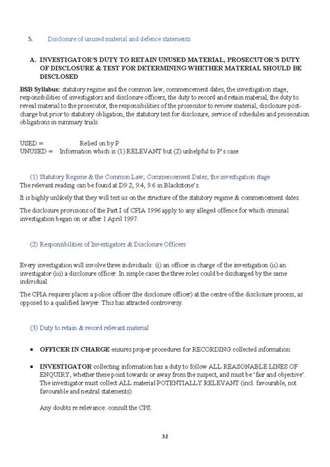 5 Disclosure Of Unused Material And Defence Statements Investigators
