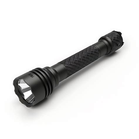 Flashlight 3d Model With Tactical Design And Black Color Mad Creative Object On Clean Background