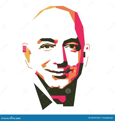 Jeff Bezos Simple Colour Vector Editorial Image Illustration Of