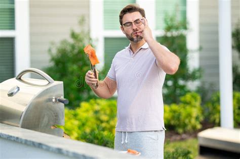 Grill Chef Cook Guy With Bbq Cooking Tools Barbecue And Grill Picnic