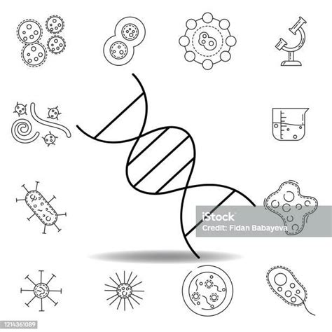 Dna 과학 생물학 라인 아이콘 박테리아 바이러스 일러스트 아이콘의 요소 기호 기호는 웹 로고 모바일 앱 Ui Ux에 사용할 수