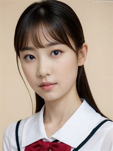 Arafed Asian Girl With A Red Bow Tie And White Shirt Seaart Ai