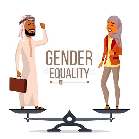 Gender Equality Vector Man Woman Male Female On Scales Equal