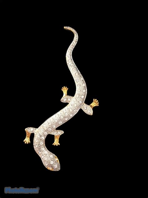 Vintage Large Lizard Pin Gem