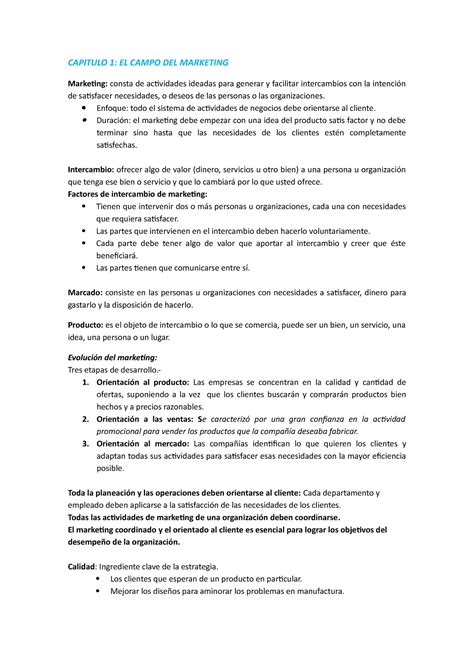 71736295 Libro Fundamentos De Marketing Resumen Cap 1a9 Y 20 Capitulo