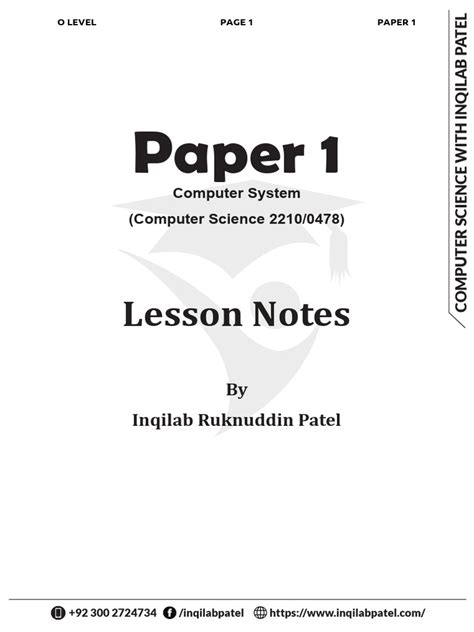 paper 1 computer system lesson notes 2k25 pdf