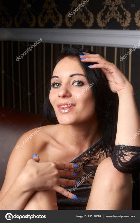 Beautiful Sensual Brunette Glass Champagne Stock Photo Teo