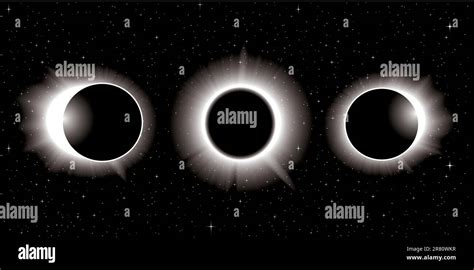 Solar Eclipse Illustration In Three Stages Stock Vector Image And Art Alamy