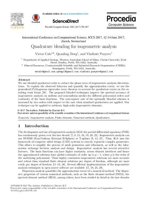 Pdf Quadrature Blending For Isogeometric Analysis