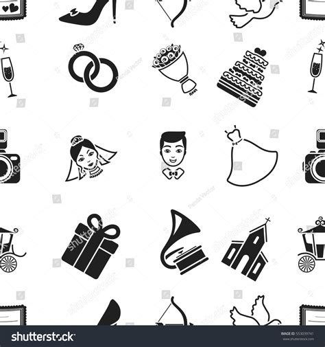 Weeding Pattern Icons Black Style Big Stock Vector Royalty Free