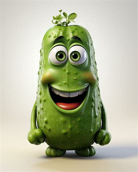 A Green Pickle With A Leaf On Top Of It Generative Ai Stock Illustration Illustration Of