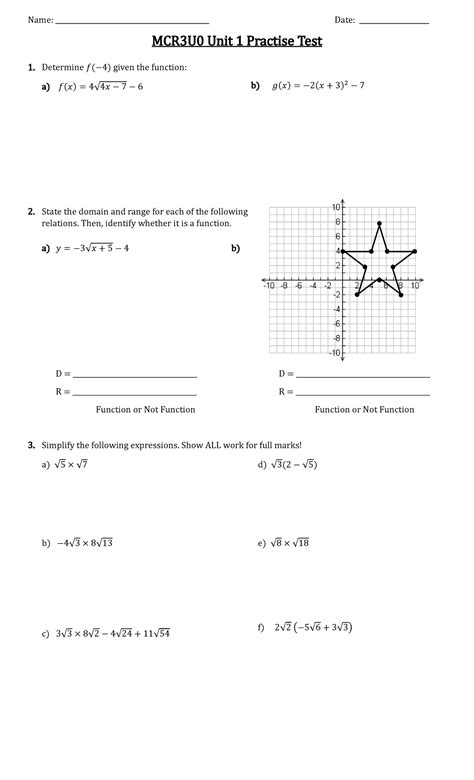 Unit 1 Practise Test It Was A Unit Test Name Date