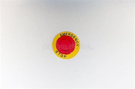 The Red Emergency Button Or Stop Button For Hand Press Stop Button For