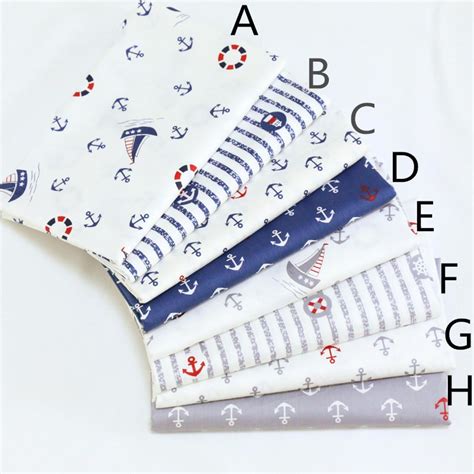 160cmx50cm Navy Sea Anchor Nursery Cotton Fabric I Grandado