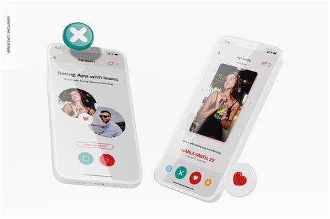 Premium Psd Iphone With Dating App Icons Mockup Perspective