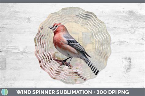 Vintage Decoupage Pine Grosbeak Wind Spinner Sublimation Spi