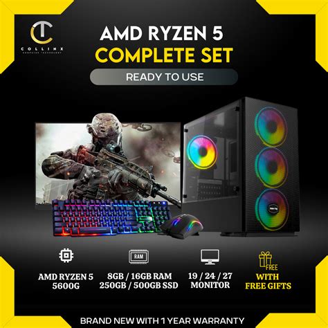Complete Pc Set Amd Ryzen 5 5600g Cpu Desktop Package With Built In