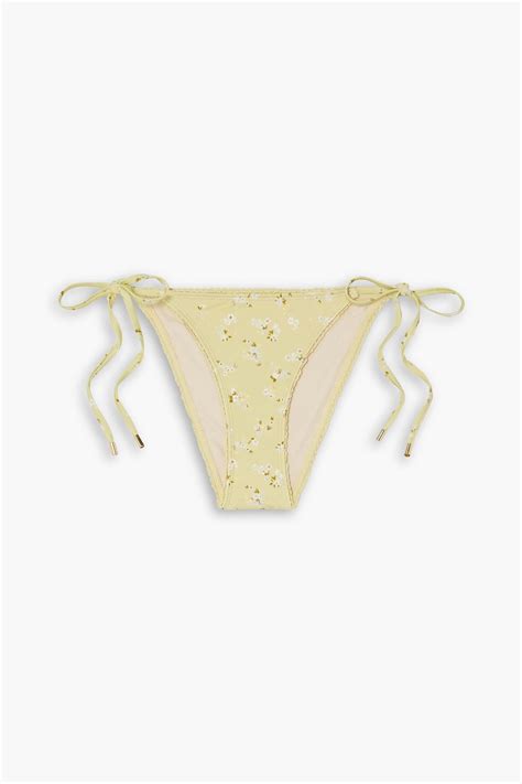 Peony Swimwear Crochet Trimmed Floral Print Low Rise Bikini Briefs