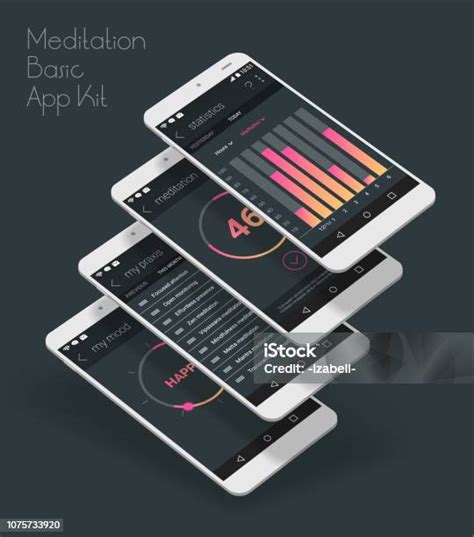 帶有3d 模型的平面設計回應 Ui 移動應用程式向量圖形及更多便攜式資訊設備圖片 便攜式資訊設備 商務 圖形使用者界面 Istock