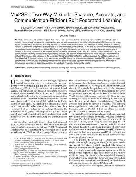 Pdf Mix2sfl Two Way Mixup For Scalable Accurate And Communication Efficient Split Federated