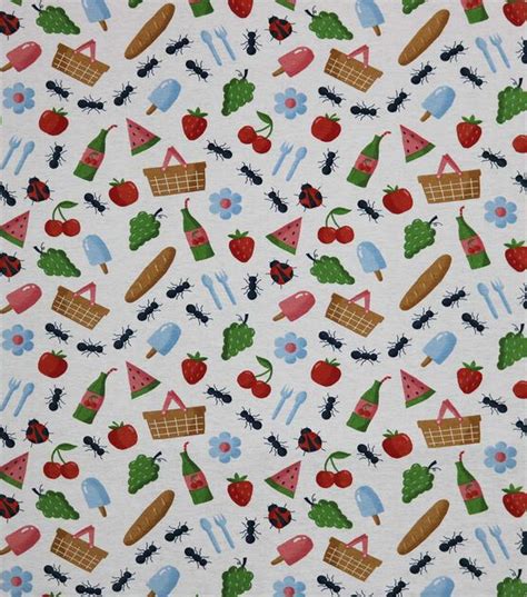 Picnic Icons On White Super Snuggle Flannel Fabric Joann