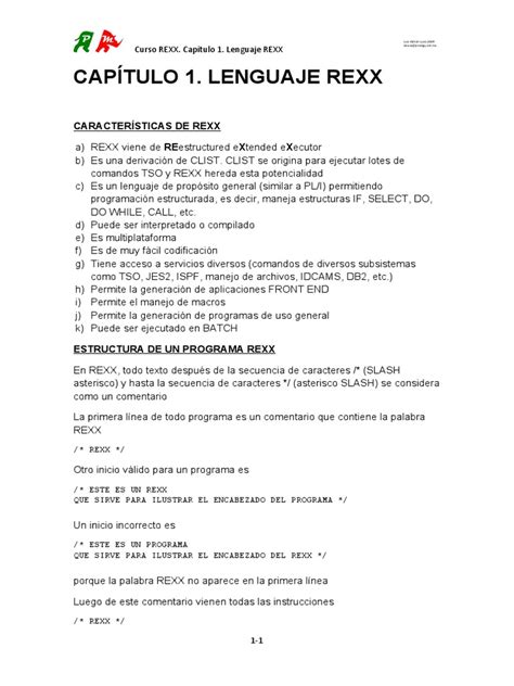 curso rexx capitulo 1 pdf programación programa de computadora