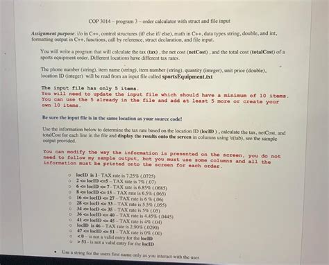 solved cop 3014 program 3 order calculator with struct