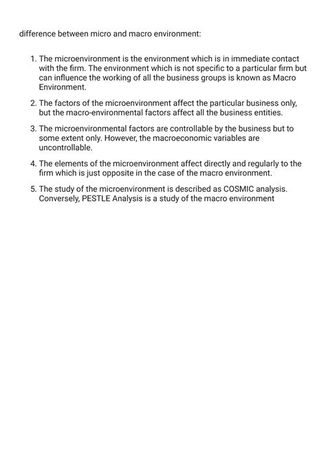 Differences Between Macro And Micro Environment Difference Between Micro And Macro Environment