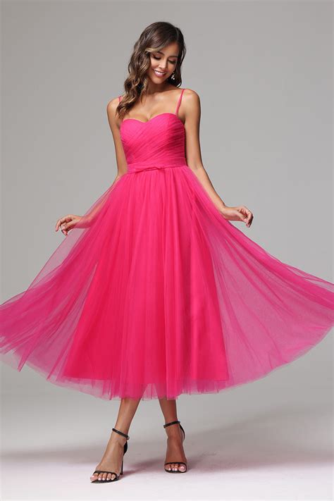 A Line Spaghetti Straps Sweetheart Tulle Prom Dress