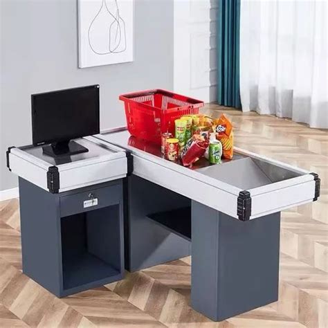 Stainless Steel White And Grey Supermarket Cash Counter Super Market Bill Counter Table At Rs