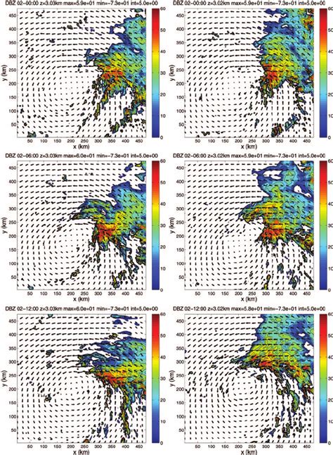 simulated radar reflecitivities for simulation pds 10 left and real
