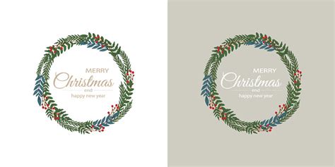 금색 메리 크리스마스와 새해 복 많이 받으세요 텍스트가 있는 미니멀한 크리스마스 화환 디자인 두 가지 색상으로 제공됩니다 축제