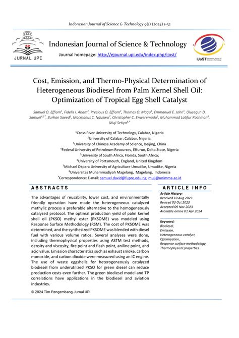 Pdf Cost Emission And Thermo Physical Determination Of Heterogeneous Biodiesel From Palm