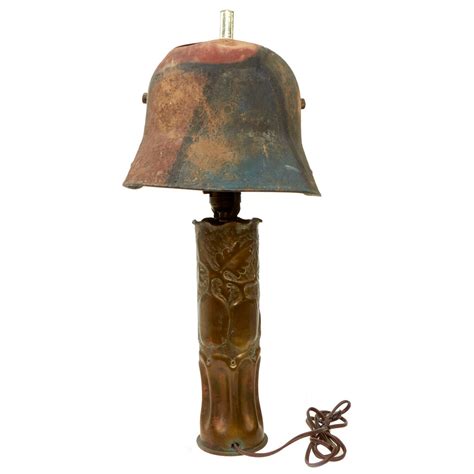 Original German Wwi Artillery Shell Casing Trench Art Lamp With Camouf