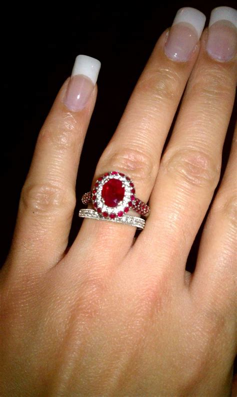 Ruby And Diamond Engagement Ring Wedding Band Ringspotters