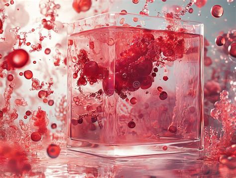 Vibrant Splash Of Red Liquid In A Clear Glass Cube Creating Dynamic