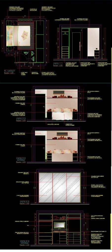 Proposal Layout Quarto Casal In Dwg 23968 Kb Cad Library