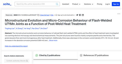 [citation Report] Microstructural Evolution And Micro Corrosion Behaviour Of Flash Welded U71mn