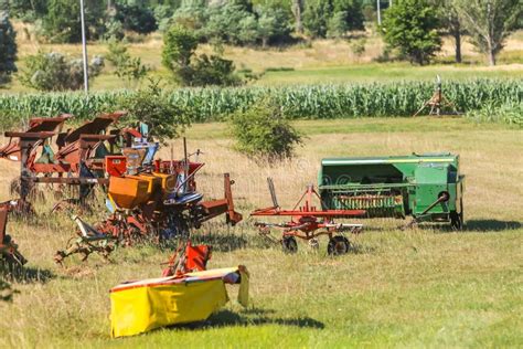 Agricultural Machinery In Field Stock Image Image Of Countryside