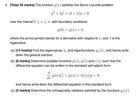 solved [total 25 marks] the function y x satisfies the