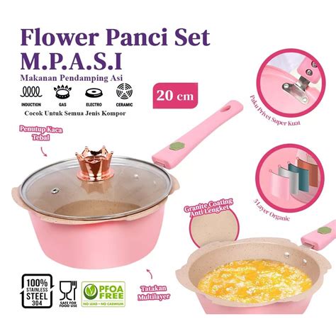 Jual Sakura Panci Set Bayi Pcs Granit Wajan Keramik Food Grade Aman Untuk Mpasi Balita Kukusan