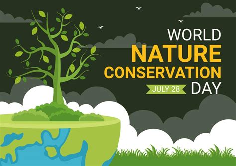 World Nature Conservation Day Vector Illustration With World Map Tree