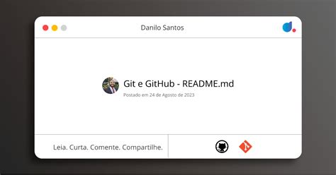 Git E GitHub README Md Danilo Santos GitHub Git DIO