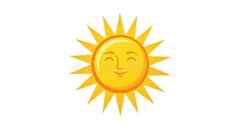 Smiling Cartoon Sun Illustrated With A Bright Yellow Face And