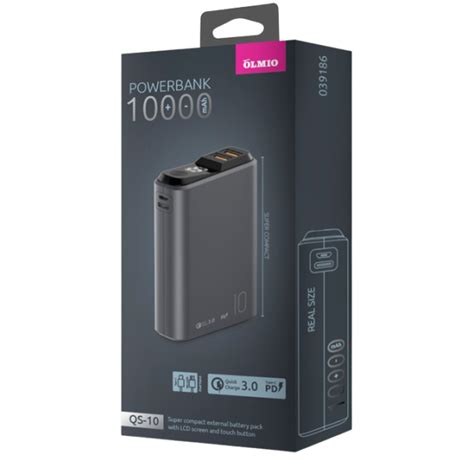 Зарядное устройство Power bank Olmio QL-10, 10000mAh, серый купить ...