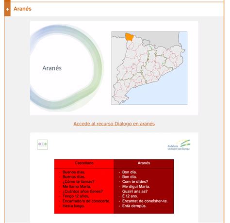 El aranés presente en los recursos educativos de la Junta de Andalucía